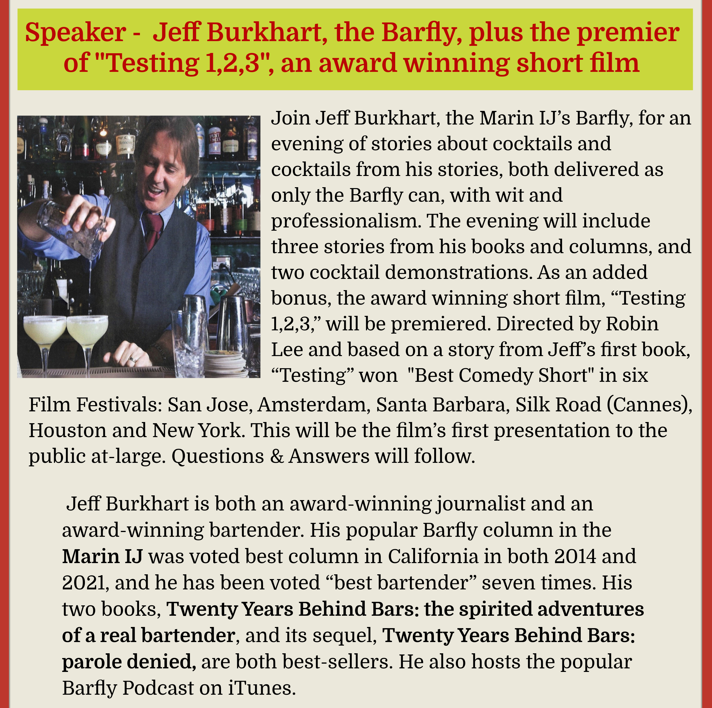 Barfly Film Premiere! Performance and Demo! | The Barfly Online